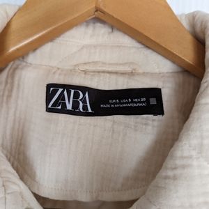 Zara | Jackets & Coats | Zara Cream Quilted Jacket Overshirt Oversized ...